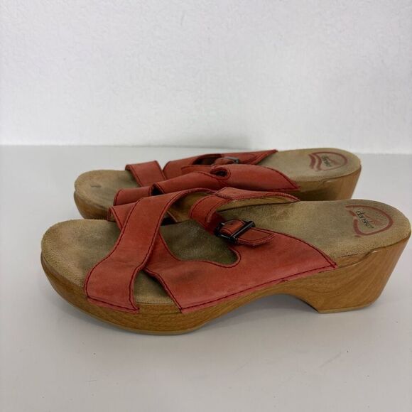 Dansko | Shoes | Dansko Redleather Platform Heeled Sandals Size 9 ...